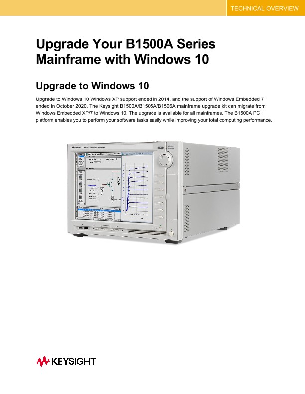 Upgrade Your B1500A Series Mainframe with Windows 10 PDF Asset Page | Keysight
